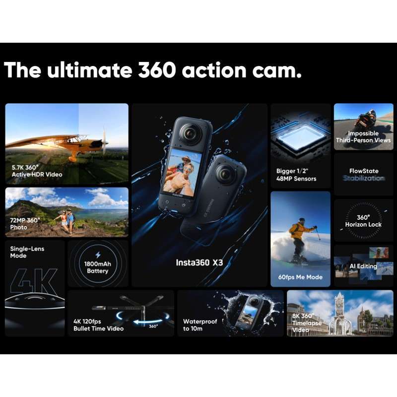 Promo Insta360 One X3 Motorcycle Kit Bundle Action Camera Insta 360 One ...