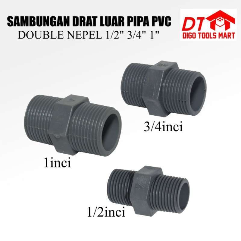 Jual Double Drat Double Neple PVC 1/2 3/4 1 Inci di Seller Digo Tools Mart - Rahayu, Kab ...
