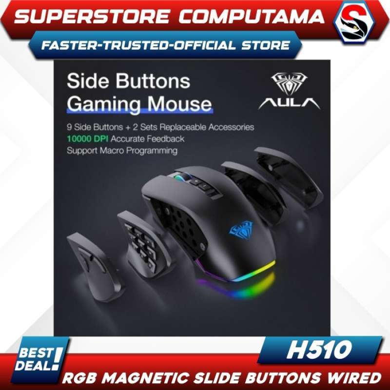 Promo Mouse Gaming AULA H510 RGB Magnetic slide buttons wired-AULA H ...