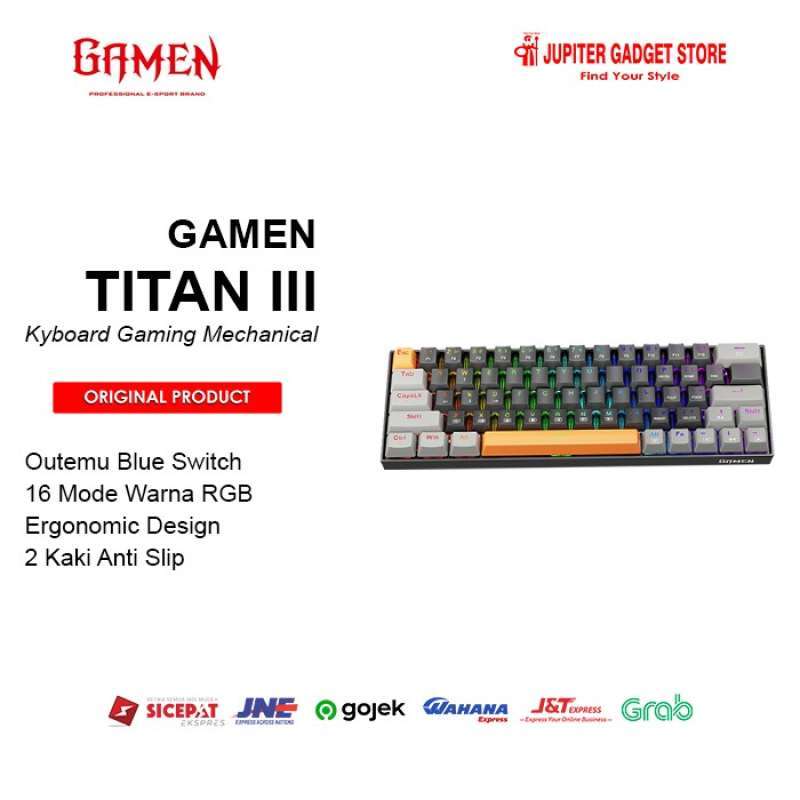 Promo Gamen Titan III Mechanical Switch Blue Gaming Keyboard Wired RGB ...