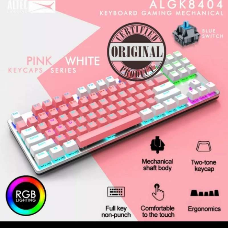 Promo Keyboard Gaming Mechanical RGB TKL pink/White Altec Lansing ALGK ...