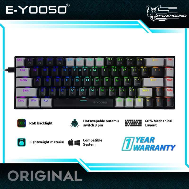 Promo E-YOOSO Z-686 HOTSWAP RGB MECHANICAL GAMING KEYBOARD 68% GREY ...