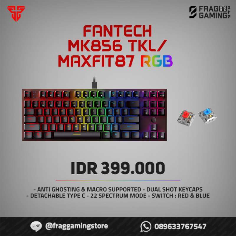 Promo Fantech MAXFIT 87 MK856 / MK-856 RGB TKL - Mechanical Gaming Keyboard Diskon 23% di Seller ...