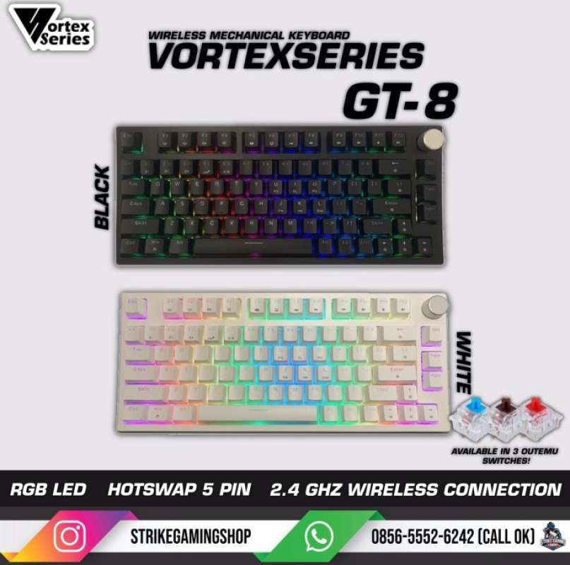 Promo VORTEXSERIES GT-8 WIRELESS MECHANICAL RGB GAMING KEYBOARD Diskon ...
