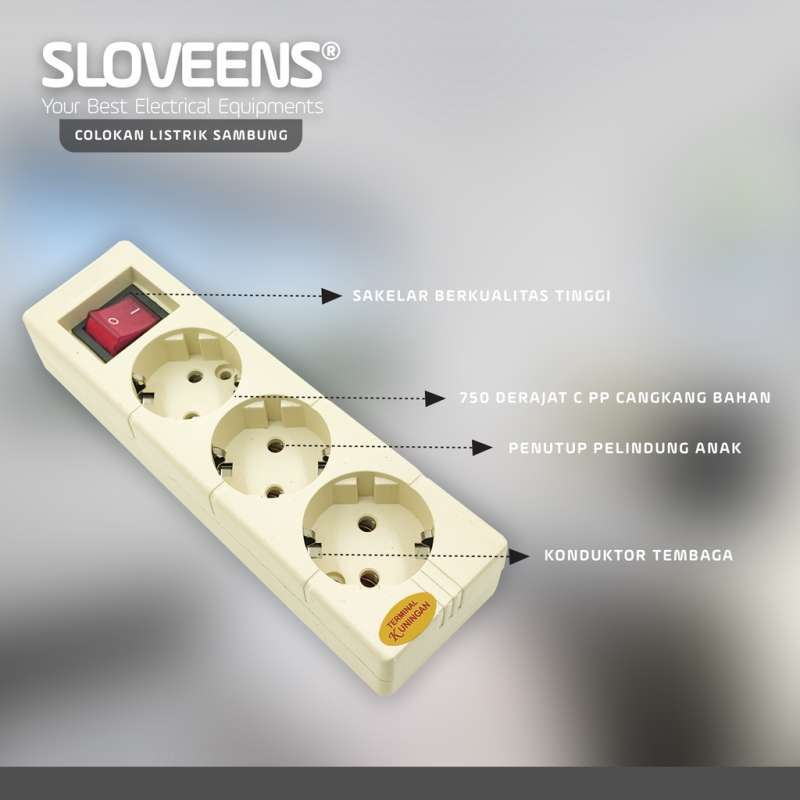 Jual Stop Kontak Colokan Listrik 2 3 4 5 Lubang Panjang Kabel 1,5m 3m 5m Kuningan Dengan Saklar ...