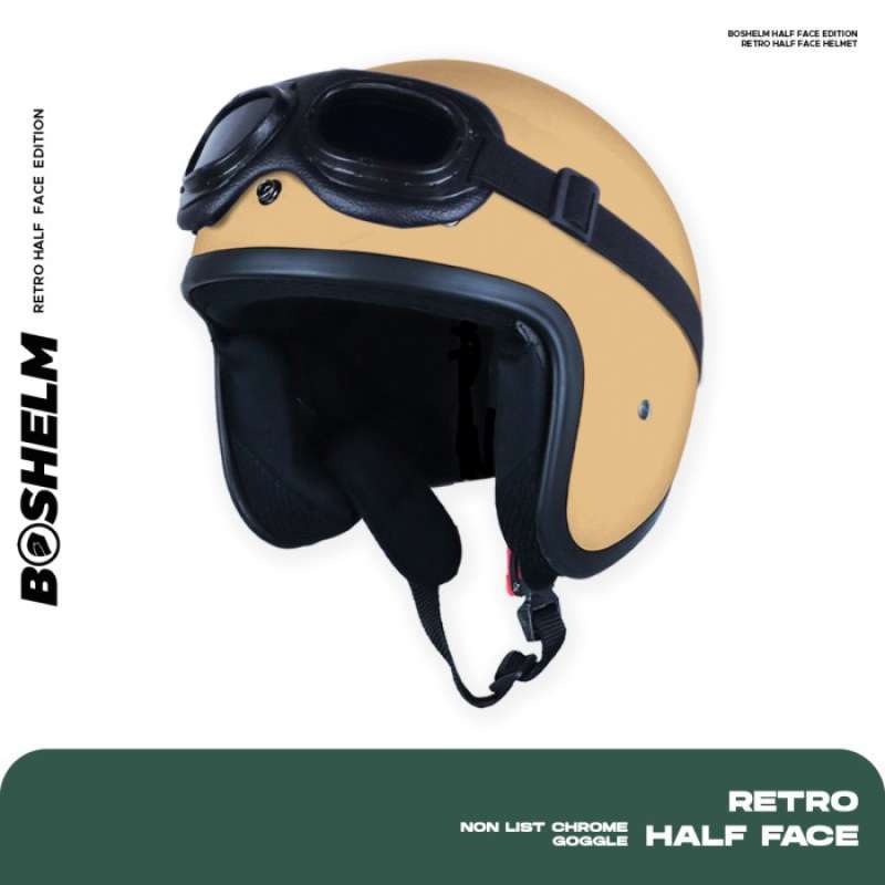 Promo Helm Retro Polos Google Coklat Mocca Diskon 23% di Seller FuStore ...