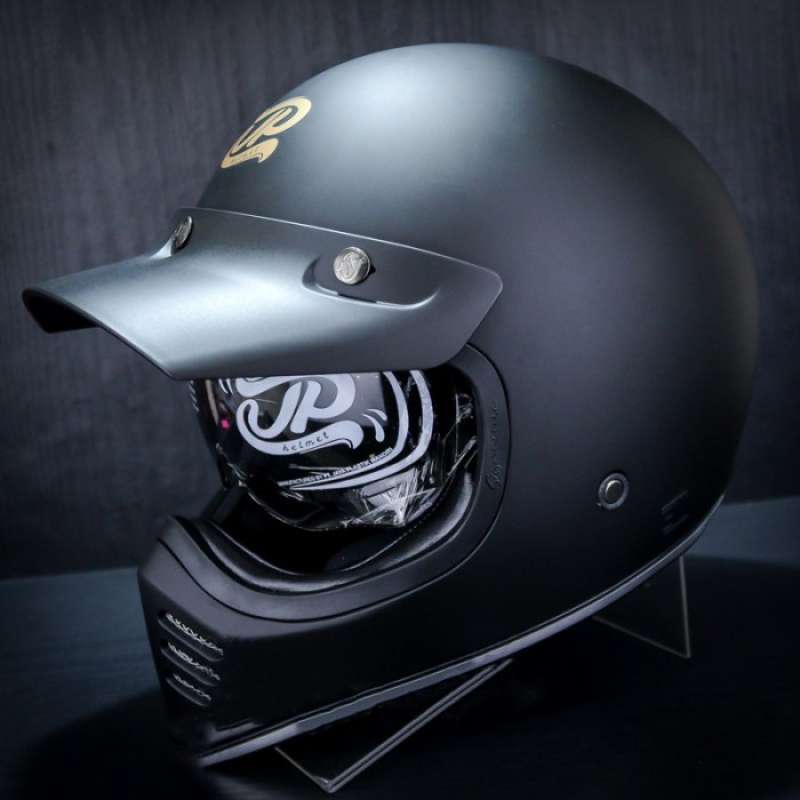 Promo Helm Jpx Jp Signature Black Doff Gold Retro Classic Ddring Diskon ...