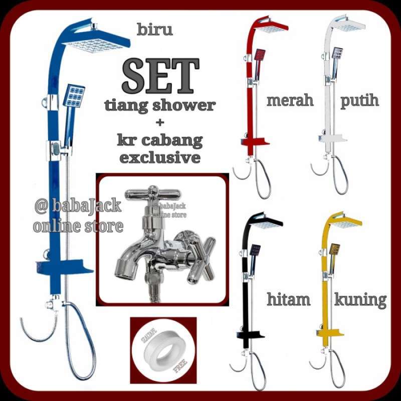 Promo Shower tiang warna set kran cabang keran dobel slang sower mandi ...