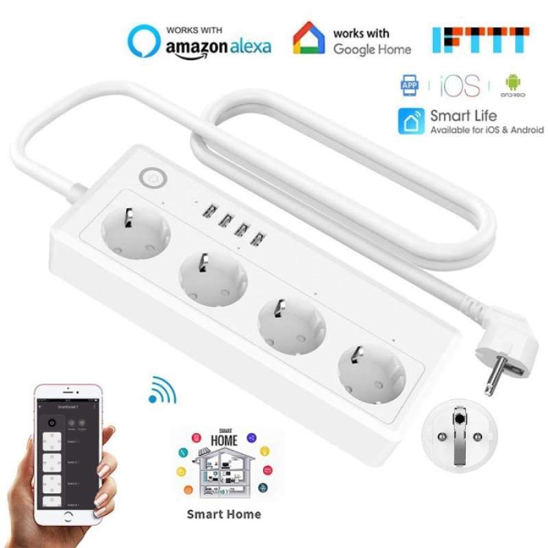 Promo Tuya Smart Power Strip Plug 4 Socket 4 USB Ports Stop kontak Listrik Diskon 23% di Seller ...