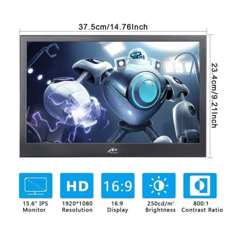 Promo MINI PORTABLE MONITOR KENOWA 15 INCH IPS HDMI USB-C NON T0UCH ...