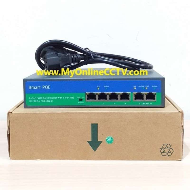 Promo POE Switch Hub Injector 4 +2 10/100 Port adaptor IP camera CCTV ...