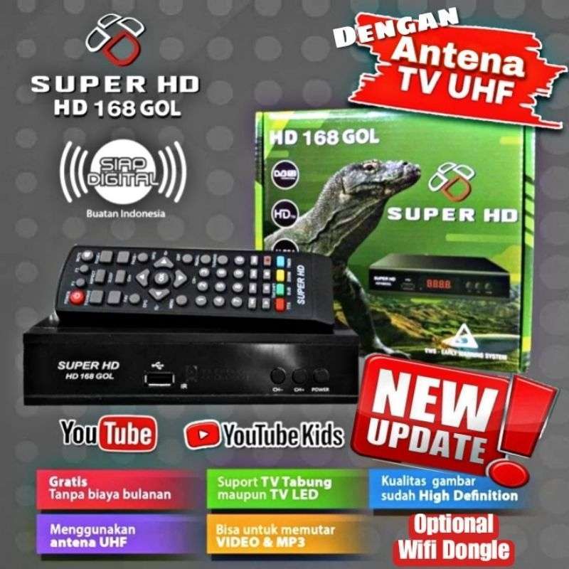 Promo Super HD 168Gol Komodo setopbox digital tv dvb-t2 certifikasi KOMINFO POSTEL & SNI set top ...