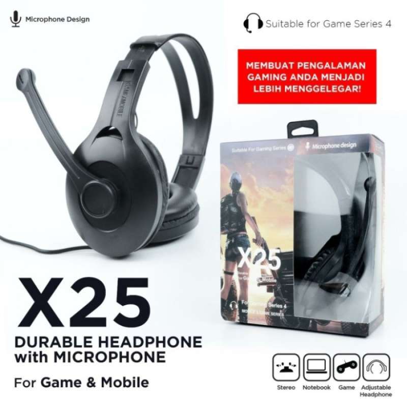 Promo Headphone Headset Gaming X25 Pubg With Mic Diskon 23% di Seller ...