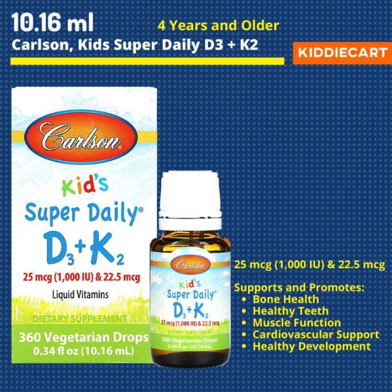 Promo Carlson Kids Super Daily Vitamin D3 K2 Vitamin Anak Kids Vit K2 ...