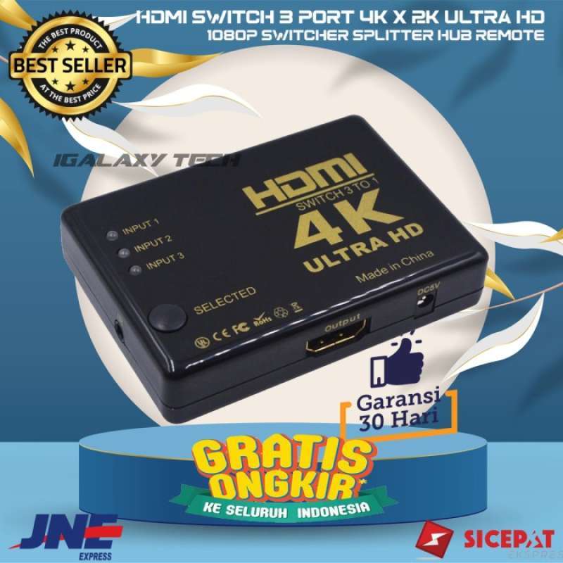 Promo Hdmi Switch 3 Port 4K X 2K Ultra Hd 1080P Switcher Splitter Hub ...