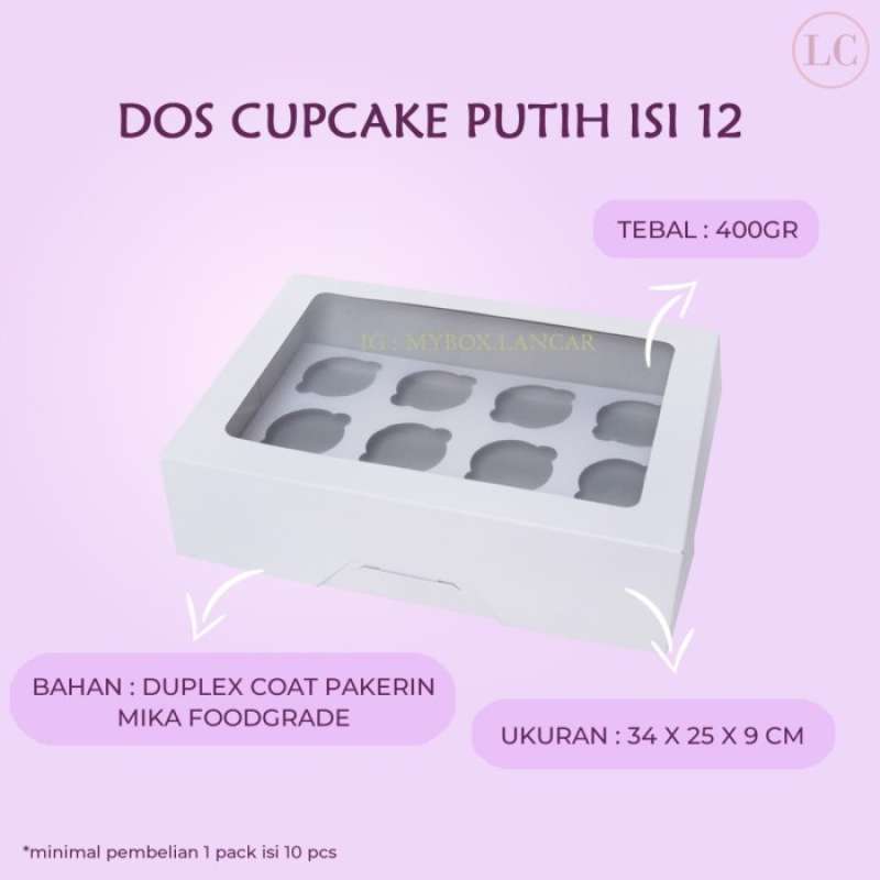 Promo (10 Lembar) Box Cupcake Isi 12 Dengan Inner Dus Kotak Cake Puding ...