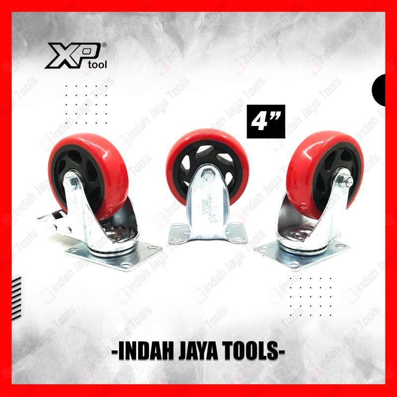 Jual XP TOOL Roda Caster 4 Inch HIDUP MATI REM Troli PVC PU MERAH di ...