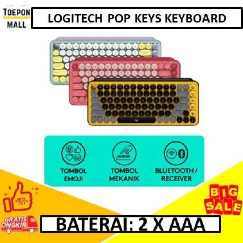 Jual Logitech Pop Keys Keyboard Wireless Mechanical Compact, Emoji Keys ...