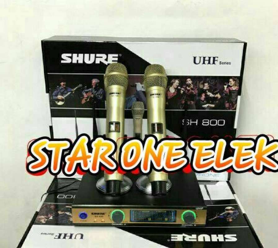 Promo Microphone Wireless Shure Sh-800(2 Mic Pegang Ada 2 Warana Gold ...