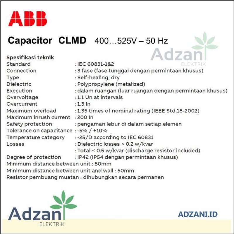 Jual Abb Capasitor 80kvar 525v 50kvar 2gsb010174a0022 Clmd 63 Kapasitor ...