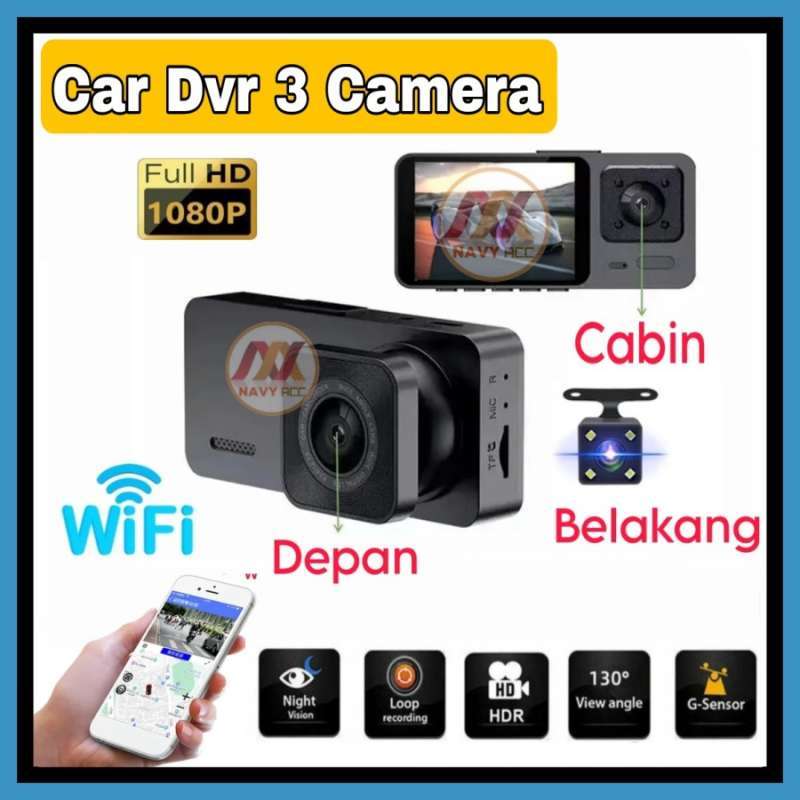 Promo KAMERA MOBIL 3 KAMERA WIFI FULL HD LAYAR 2IN DVR MOBIL DASHCAM ...