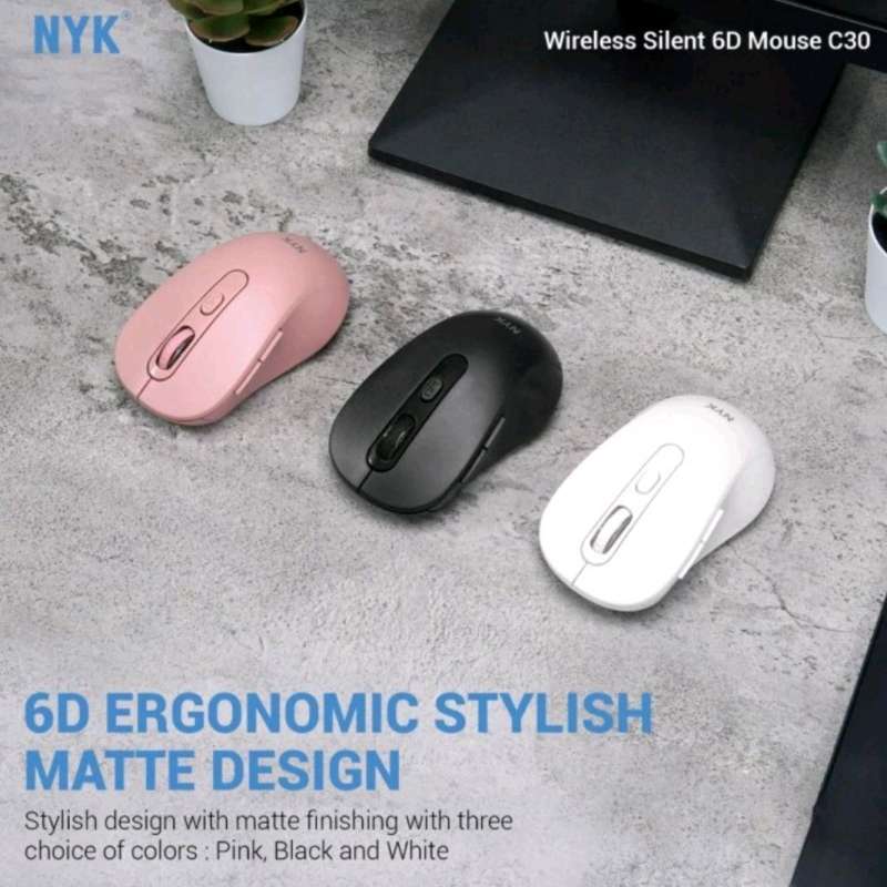 Jual Mouse Wireless NYK C30 2.4Ghz Silent Mouse 6D - Hitam di Seller ...