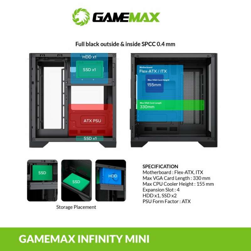 Jual PC Case Gaming Gamemax Infinity Mini ITX - Hitam di Seller Mantap ...