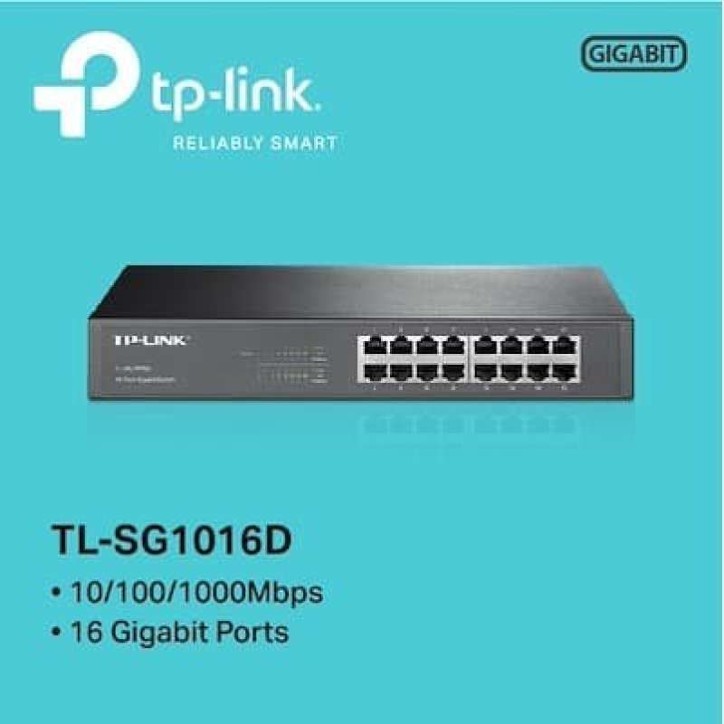 Promo Switch Hub 16 Port Tl-sg1016d Gigabit Desktop/rackmount Switch ...