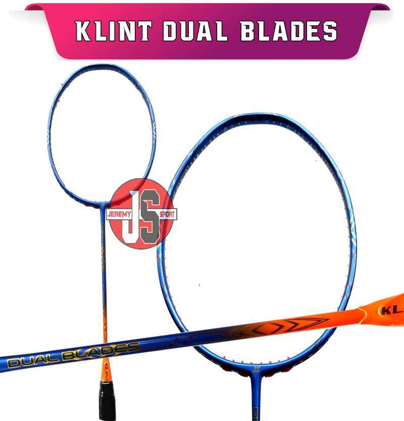 Jual Raket Badminton Klint Dual Blades Free Senar Dan Grip Free ...