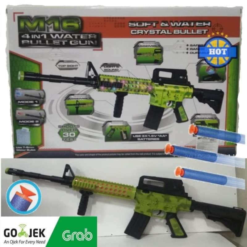 Promo Mainan M16 Water Bullet Gun 4in1 / Soft dan Water Crystal Bullet ...