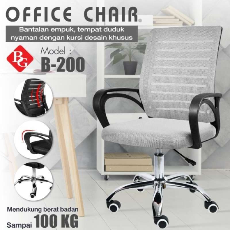 Promo B&g Kursi Kantor Kursi Kerja Kursi Jaring Model B-200 ( Grey ...