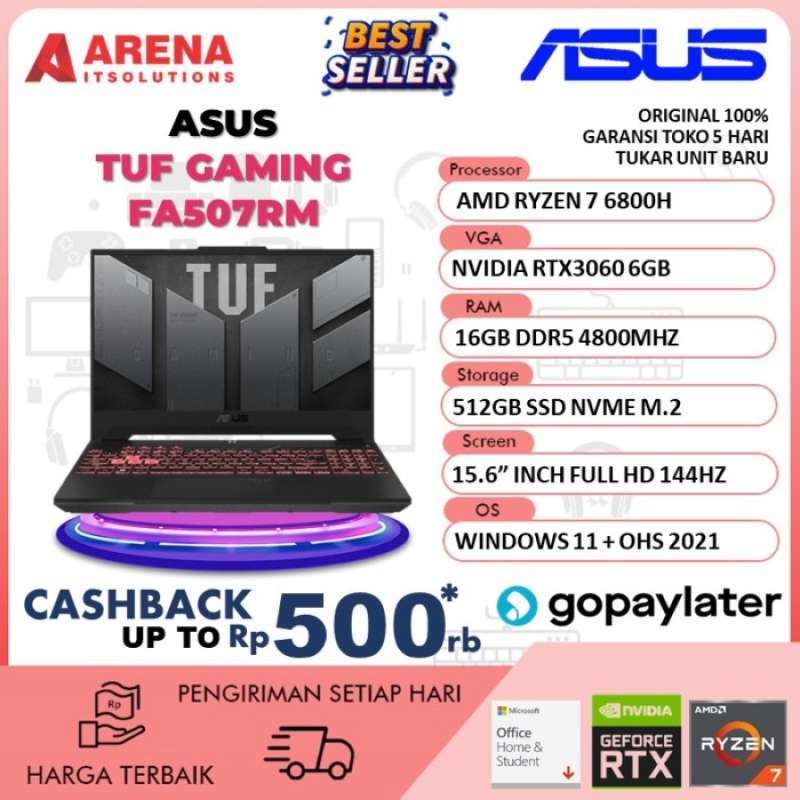 Promo ASUS TUF FA507RM RYZEN 7 6800H 16GB 512SSD RTX3060 6GB W11+OHS 15 ...