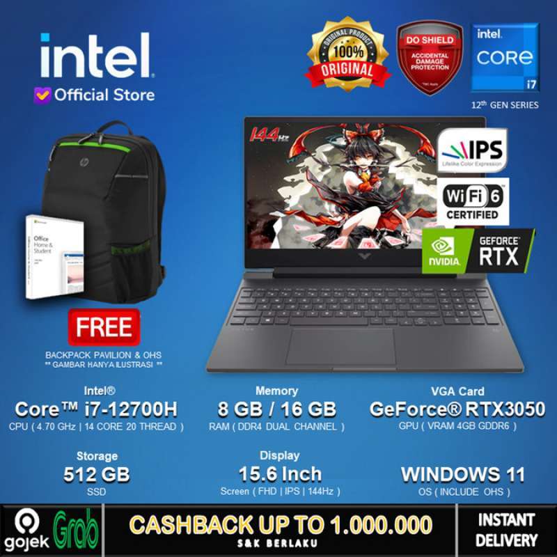 Promo HP VICTUS GAMING 15 - RTX3050 I7 12700H 16GB 512SSD 15.6FHD IPS ...