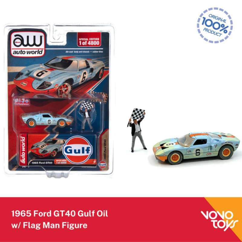 Jual Autoworld 1/64 1965 Ford GT40 Gulf Oil w/ Flag Man Figure Auto ...