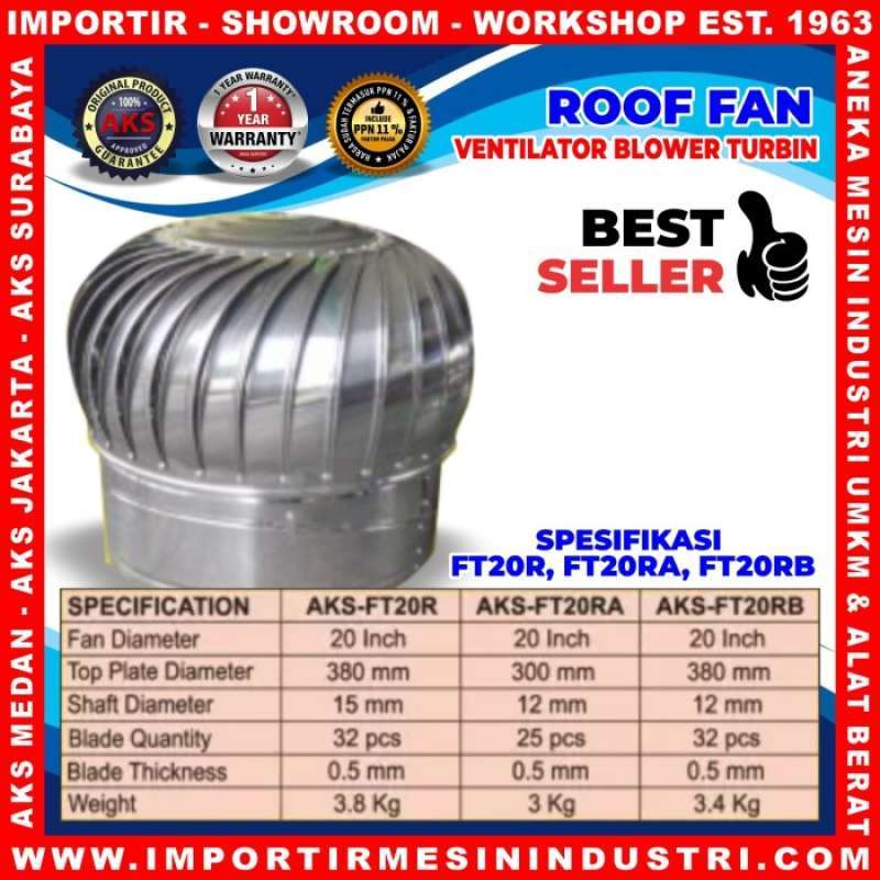 Promo Turbine Ventilator Blower Atap Rumah Pabrik 20 Inch Roof Fan ...