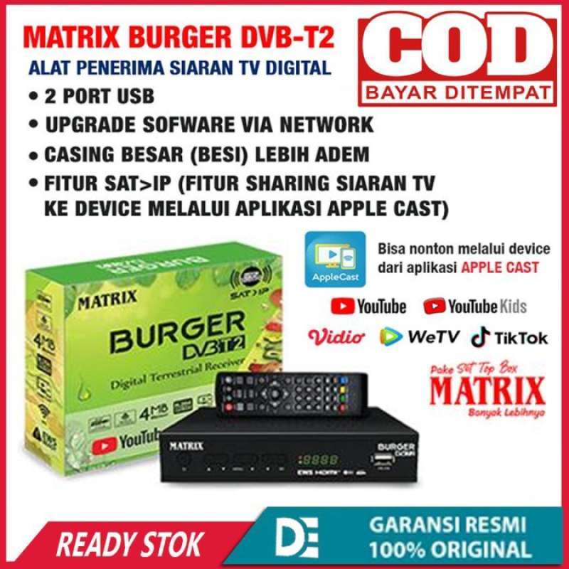 Promo Stb Matrix Burger Hijau Set Top Box DVB T2 HD / Set Box TV ...