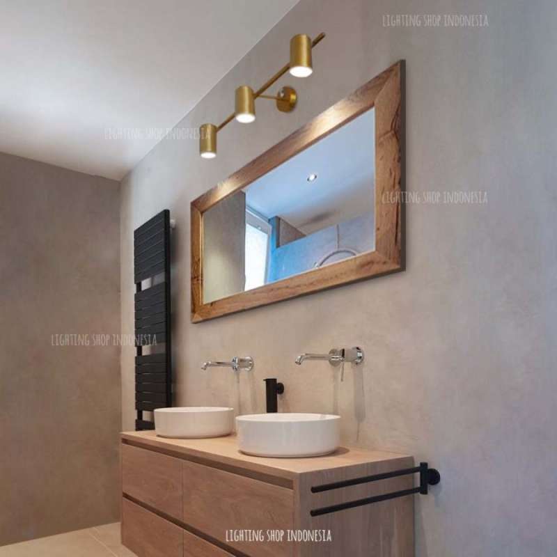 Promo Lampu dinding wastafel panjang 60cm gold 3L spotlight sorot ...