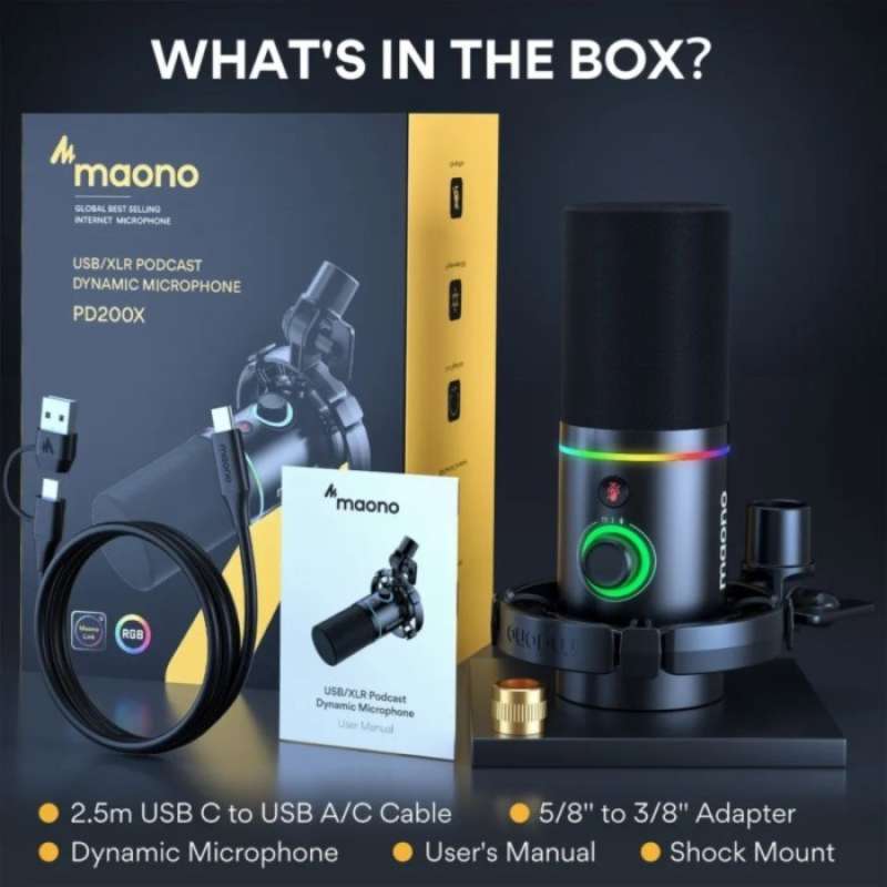 Jual Maono Microphone Dynamic Rgb Au Pd200x Black Di Seller Haloklik ...