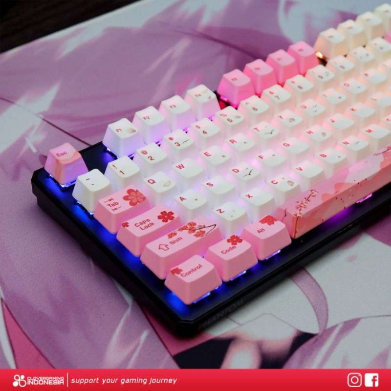 Promo Keycaps Cherry Blossom Sakura PBT Dye Sub - for Mechanical ...