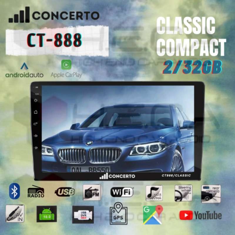 Jual Concerto Ct-888 Classic Compact Android 9 2/32 Gb Head Unit Tape ...