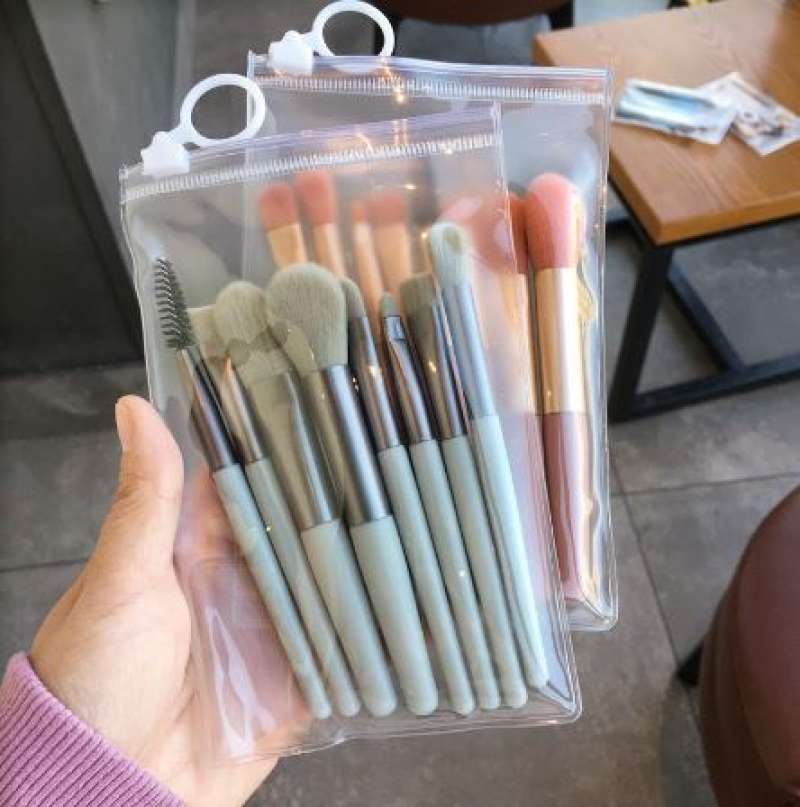 Jual Kuas Set Make Up 8 Pcs Free Pouch Set Mini Travel Make Up Brush ...