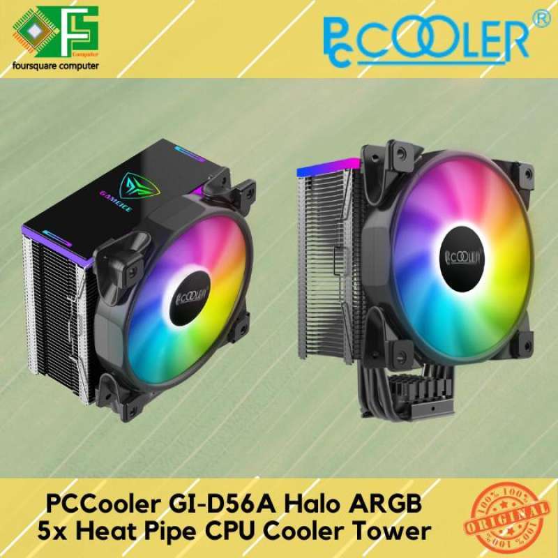 Jual CPU Cooler PCCooler GI-D56A Halo ARGB | 5 HeatPipe Fan Processor ...