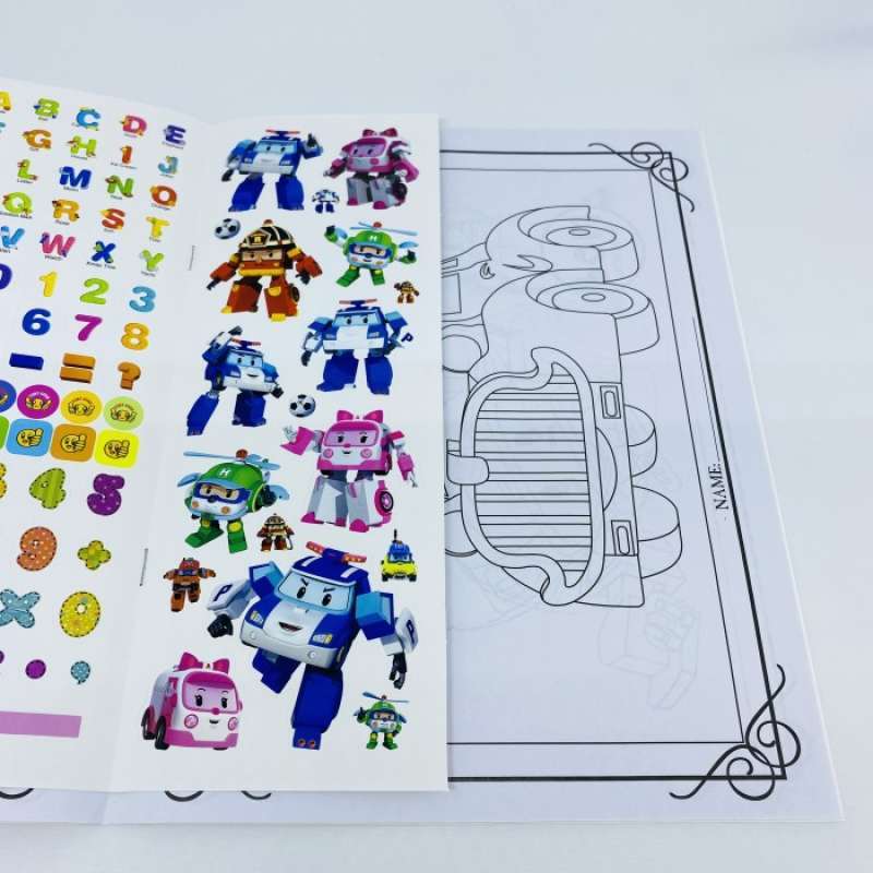 Promo Buku mewarnai gambar anak sticker activity book robocar poli ...