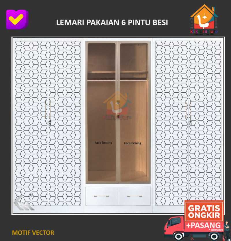 Promo Lemari Pakaian Besi 6 Pintu + Laci VECTOR 6P with LED Diskon 29% ...