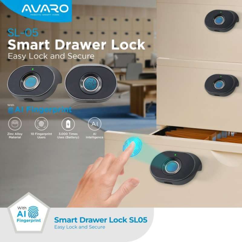 Promo Avaro Smart Fingerprint Drawer Lock Cabinet Sl05 Diskon 25% Di ...