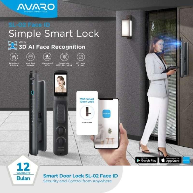 Promo Avaro Sl02 Face Id Smart Door Lock Kunci Pintu Digital Smart Lock Diskon 23% Di Seller ...