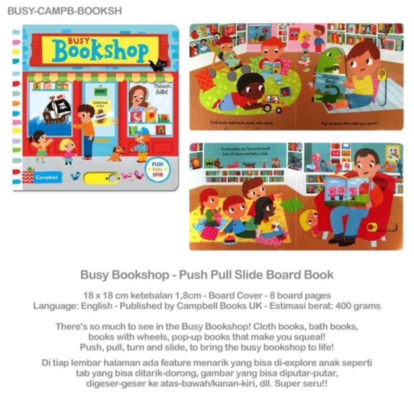 Promo Buku Campbell Busy BookShop - Push Pull Slide Book Diskon 23% di ...
