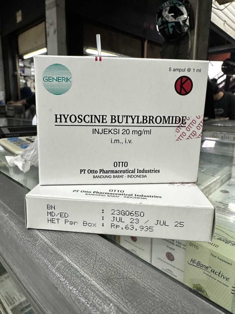 Jual Vitamin Hyoscine. butylbromide. BOX ORIGINAL INJEKSI 20mg 5 ampul ...