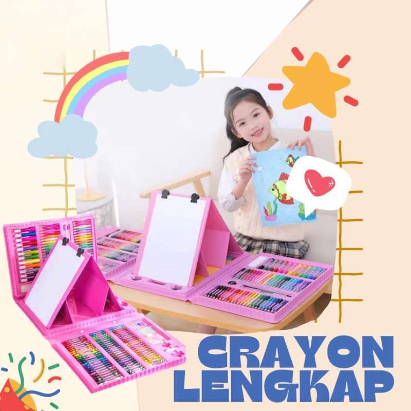 Jual CT Sunlight VIRAL CRAYON SET 208 Pensil Warna Crayon Set 208 Pcs ...