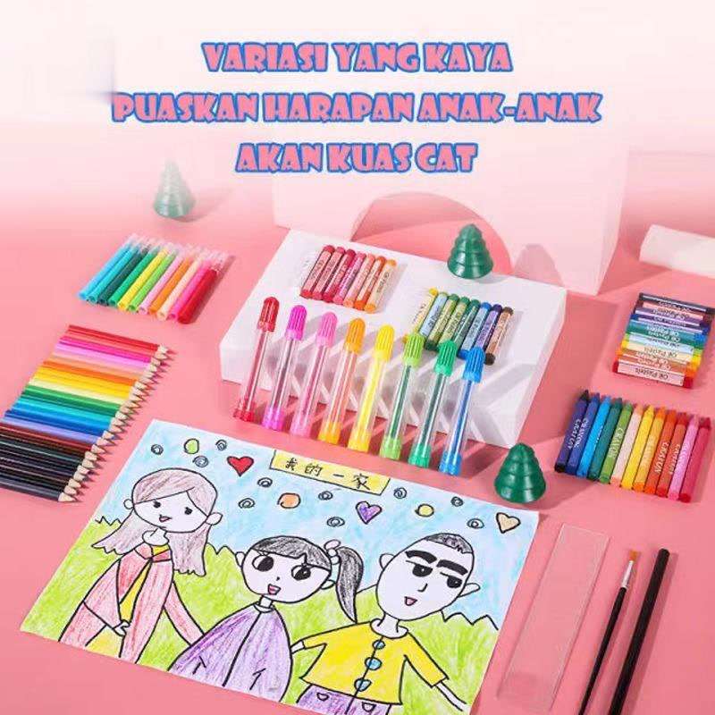 Jual CT Sunlight VIRAL CRAYON SET 208 Pensil Warna Crayon Set 208 Pcs ...